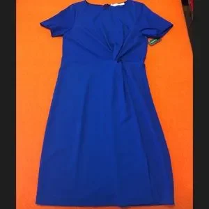 Contemporaine | Dresses | Blue Draped Knot Short Sleeve Dress Nwt ...